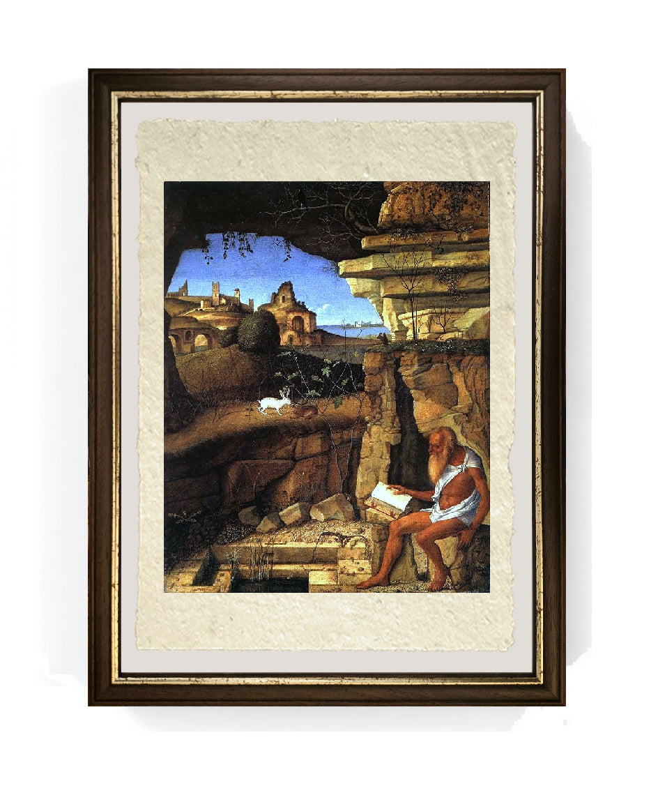 San Girolamo leggente nel deserto - Giovanni Bellini su pregiata carta ...
